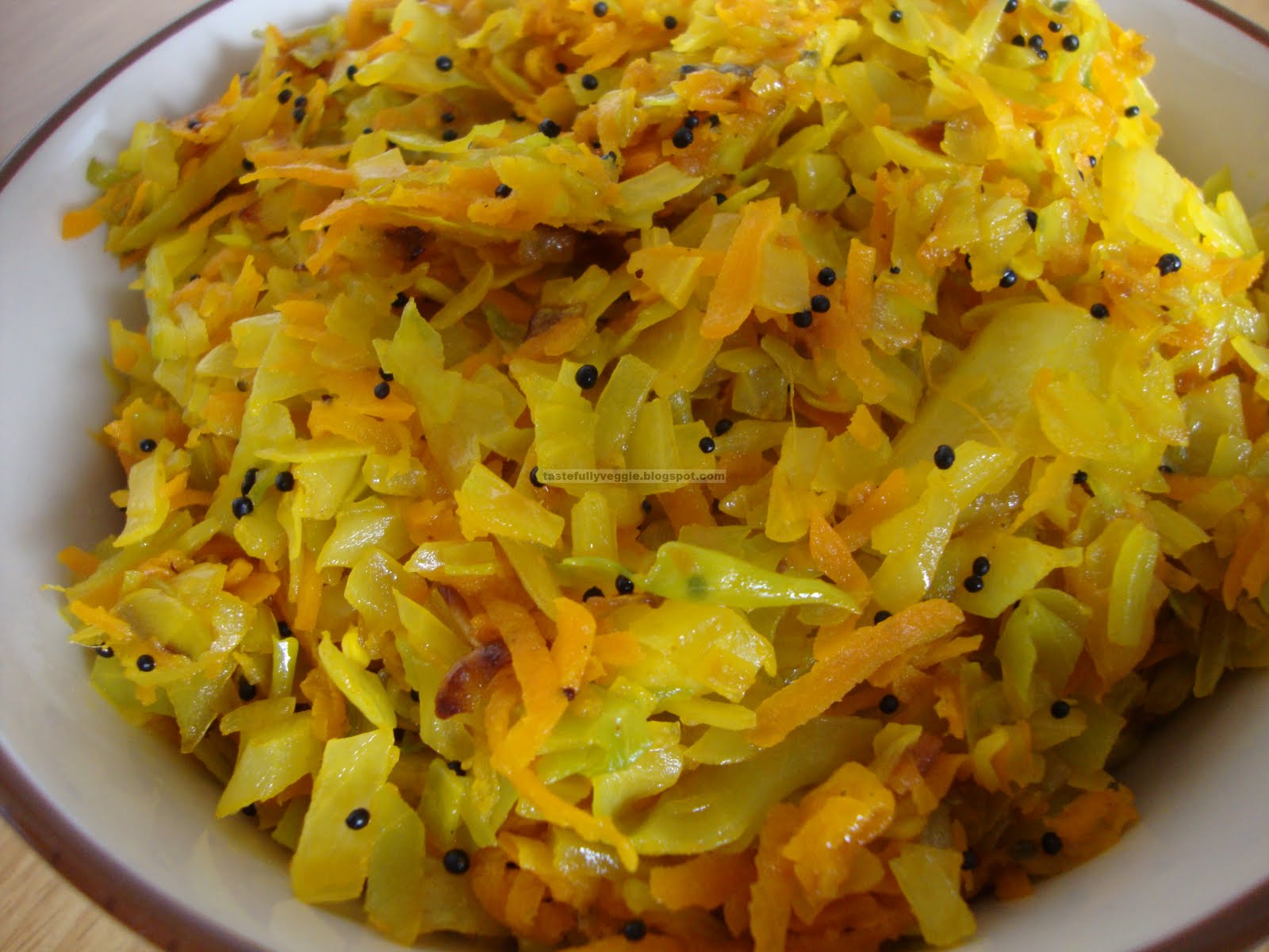 Tastefully Veggie ...: Mildly Spiced Cabbage-Carrot Stir Fry