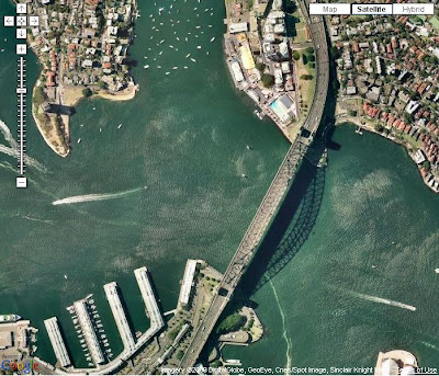 View from satellite: Sydney Harbour Bridge