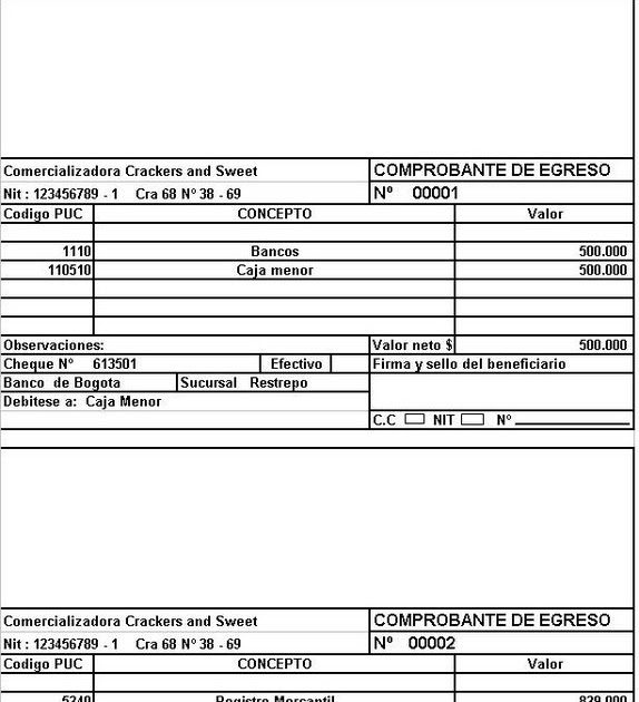 CRACKERS AND SWEETS LTDA: COMPROBANTES DE EGRESO