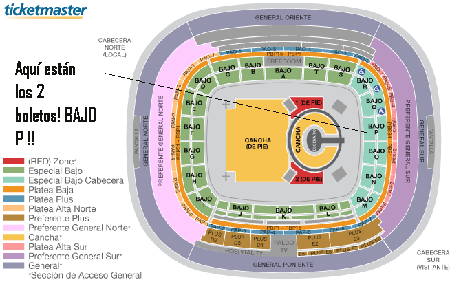 Boletos U2 GIRA 360° en MÉXICO: Mapa de la distribución de asientos y ...