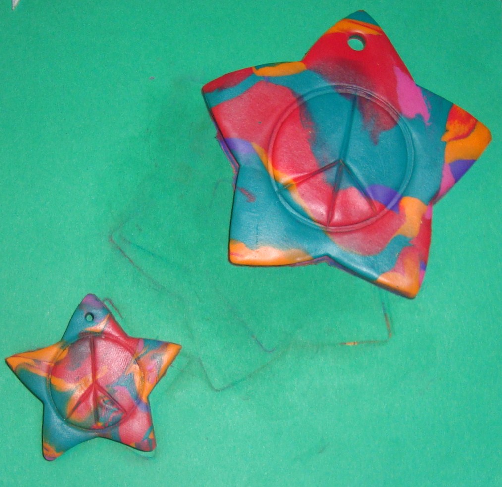 Handmade Happiness: Polymer clay peace star ornament