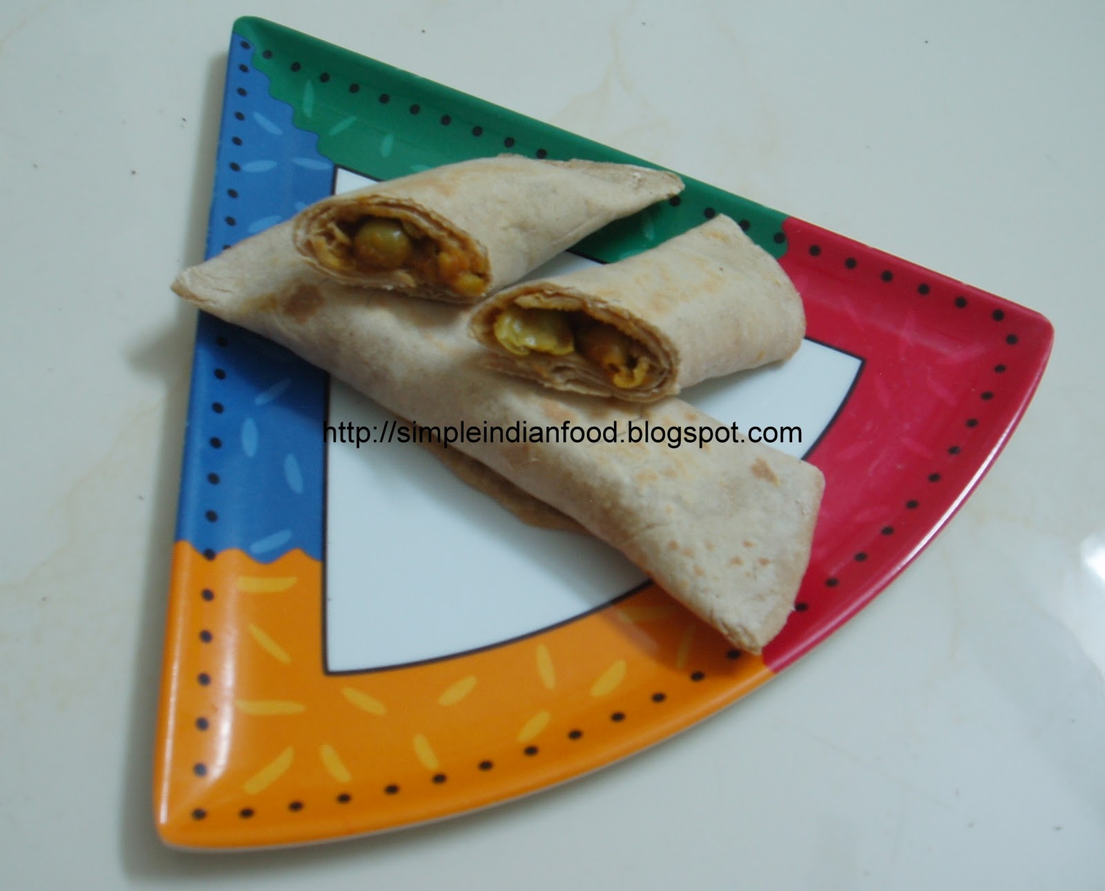 Simple Indian Food- An Easy Cooking Blog: Masala peas wheat wraps