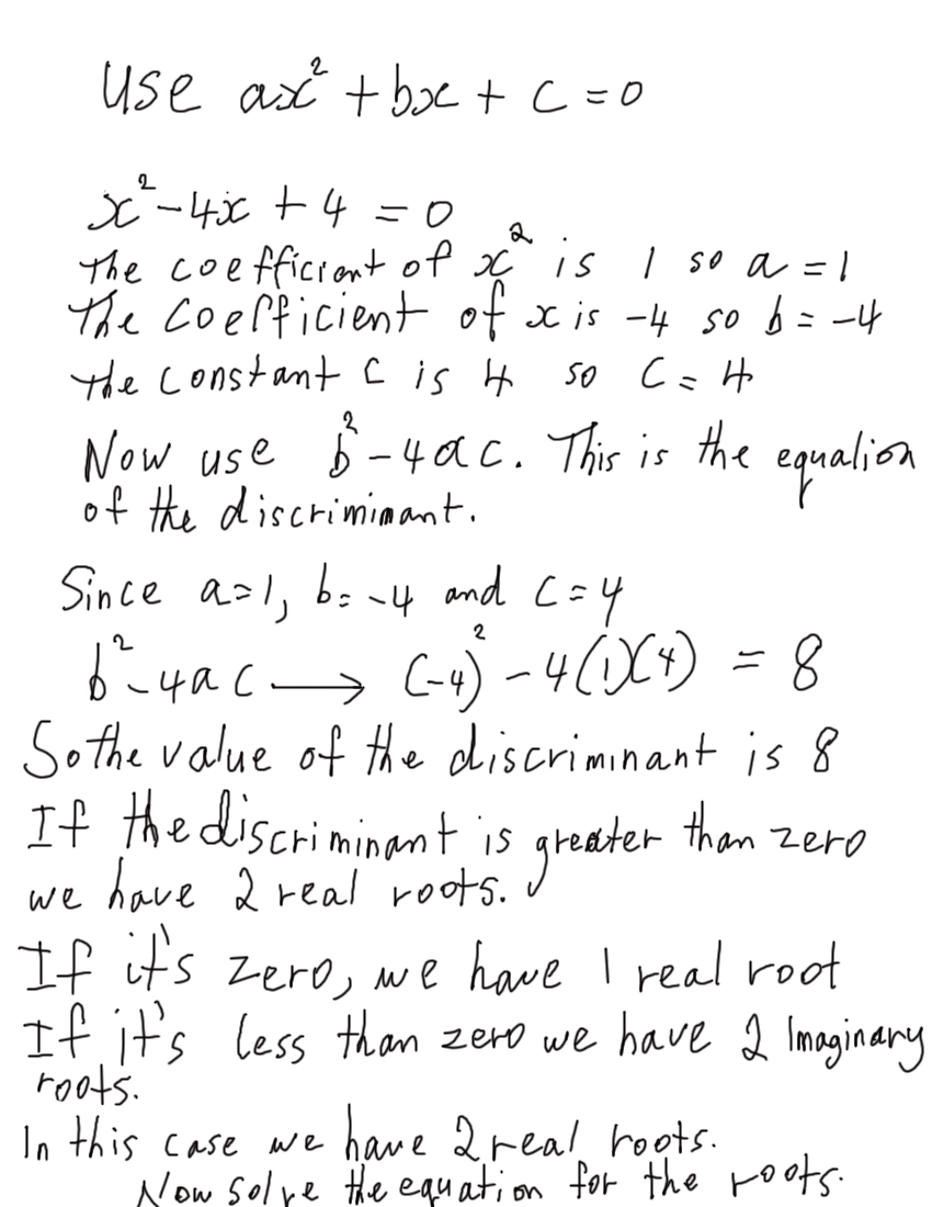 Algebra 2: DISCRIMINANT Algebra 2: DISCRIMINANT