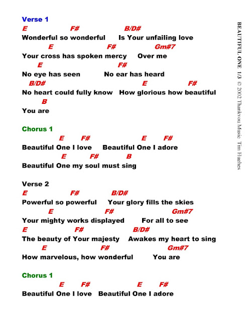 BEAUTIFUL ONE - lyrics and chords ~ Faith and Music