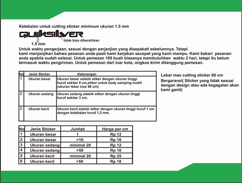 Pengrajin Sticker Cutting: Cara menghitung harga sticker