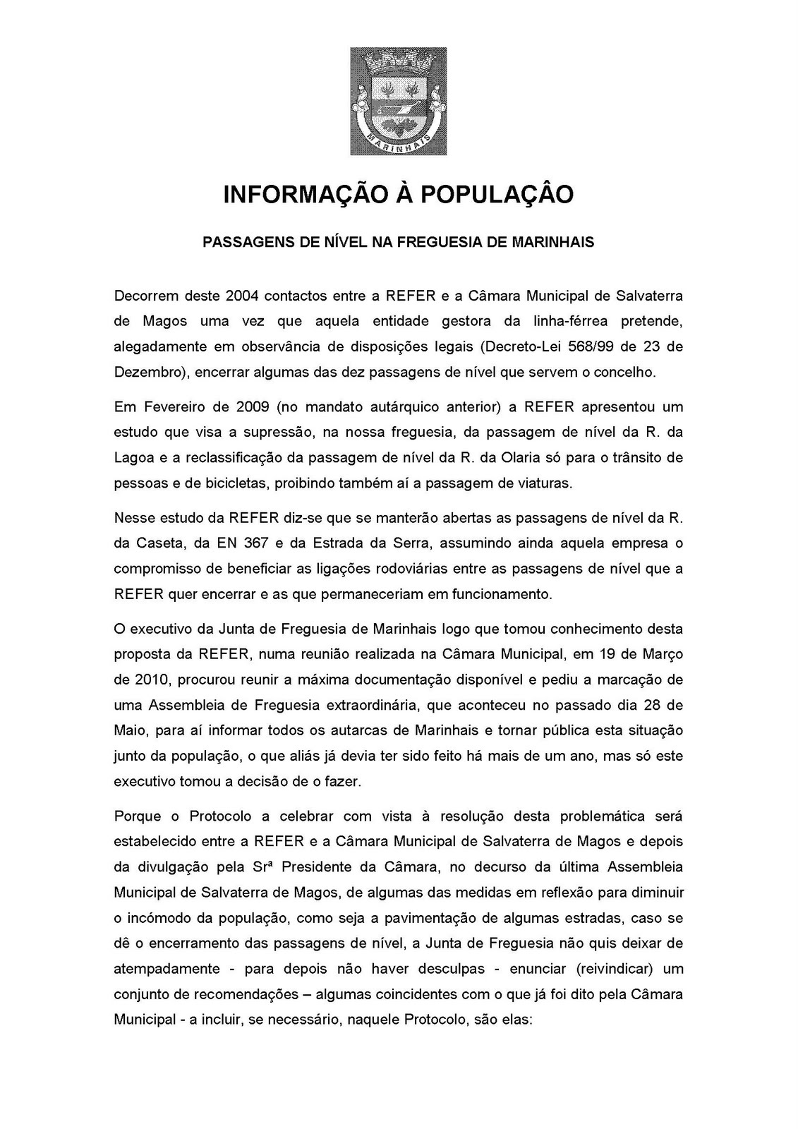 Fazer por Salvaterra, Fazer por Todos Nós: O DEVER DE INFORMAR