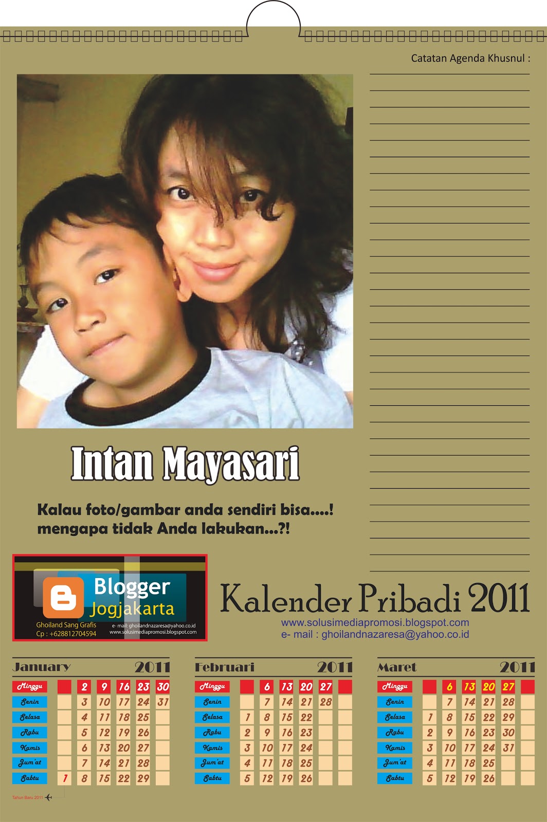 Solusi Media Promosi: Kalender Pribadi........ ( Model Kalender Dinding )