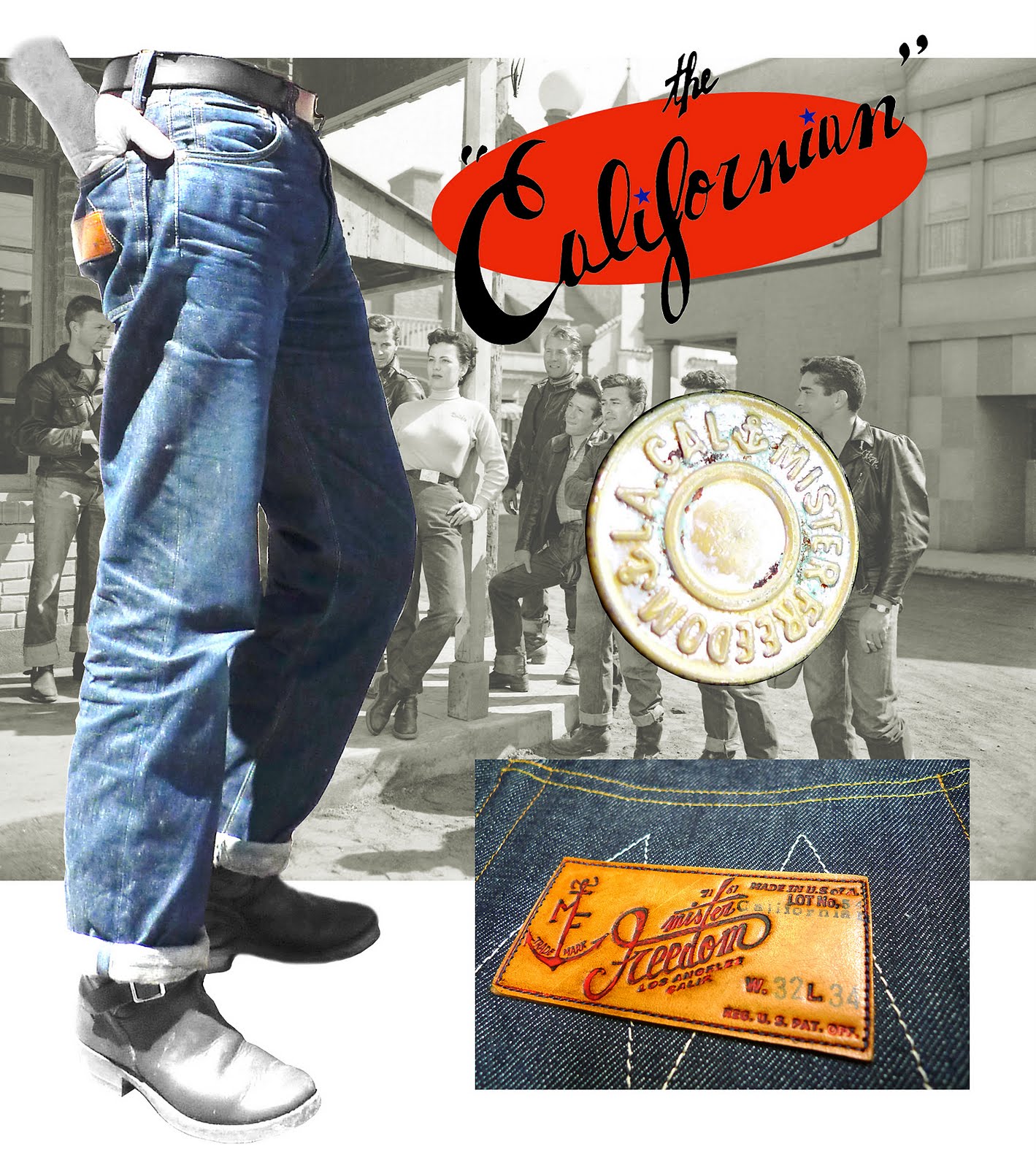 Vintage Engineer Boots: MISTER FREEDOM THE "CALIFORNIAN" BLUE JEAN