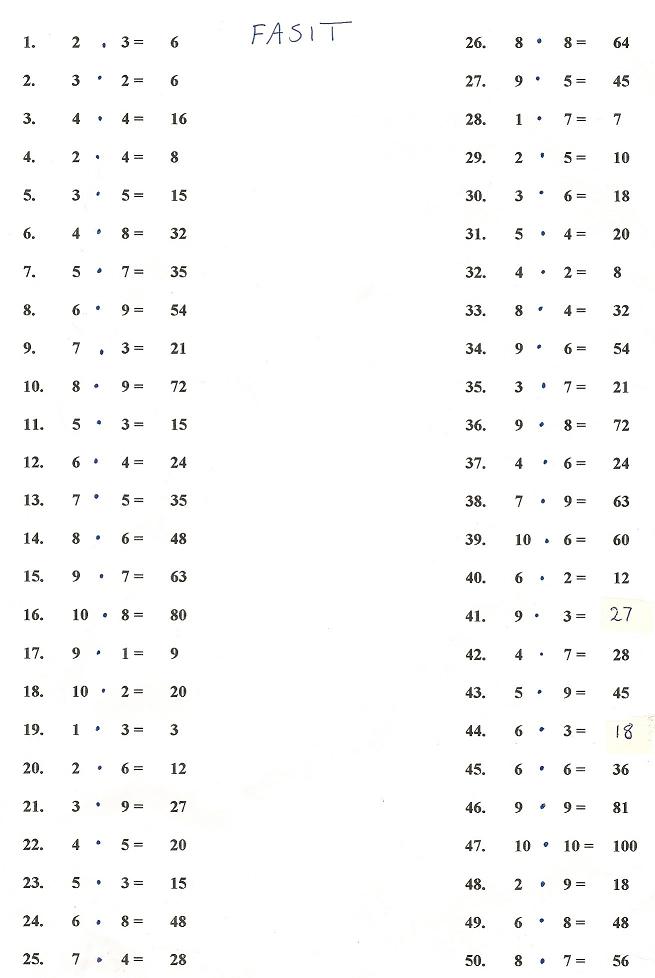 SKOLELYST: Gangetabellen for livet