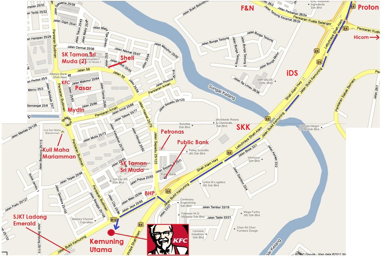 Bahan Arkib dan Rujukan: Peta ke KFC Kemuning Utama