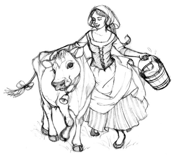 Eight Maids Milking Coloring Page Sketch Coloring Page