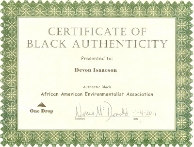 AAEA Hollywood: Devon Isaacson - Certificate of Black Authenticity - 2011