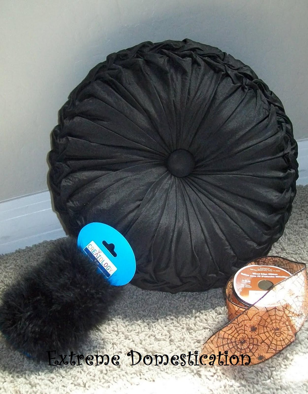 Extreme Domestication: Powder Puff Halloween Pillow