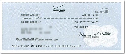Refund Checks for Verizon Customers