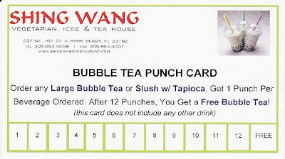 SHING WANG BUBBLE TEA CAFE: Bubble Tea Reward Card