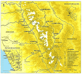 PARQUE HUASCARÁN: MAPA DEL PARQUE NACIONAL HUASCARÁN