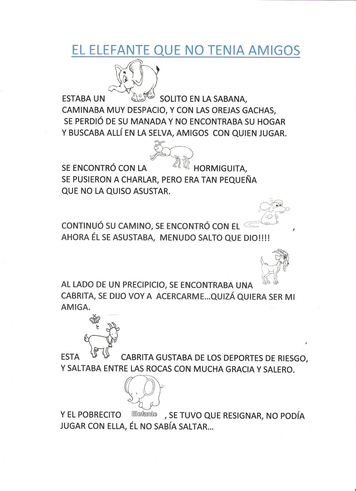 EL BLOG ENCANTADO: POESIA: "EL ELEFANTE QUE NO TENIA AMIGOS"