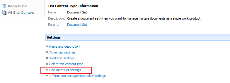 Sharepoint 2010 Document Sets