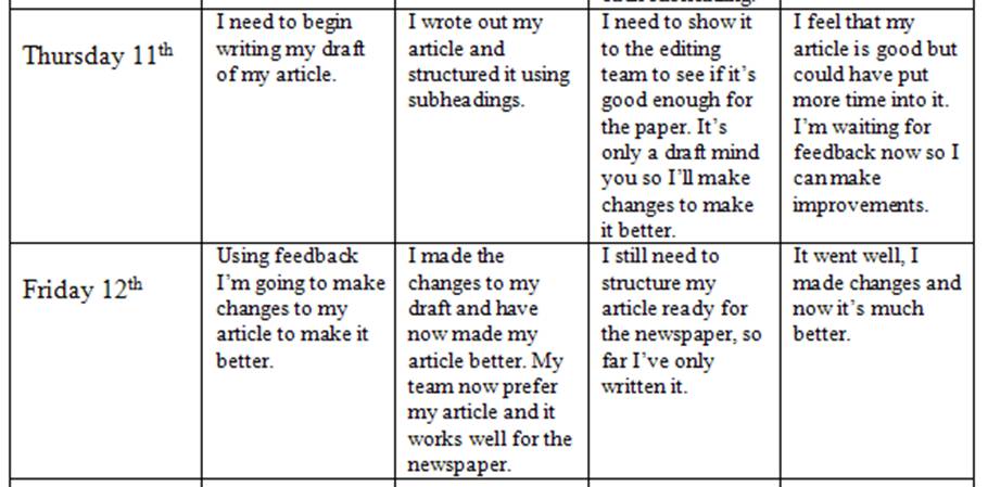 james extended project: final weekly plan of project
