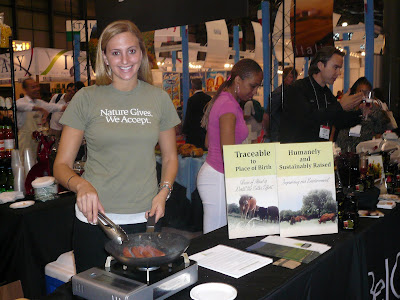 Above: Jessica Mosner of Mosner Veal & Lamb cooks up veal hot dogs at ...