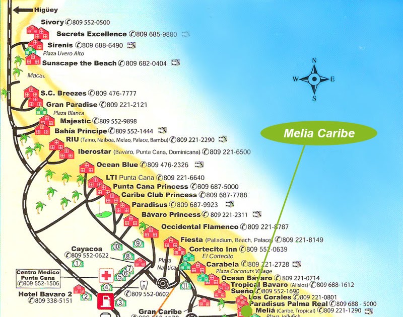 Nos casamos en Punta Cana: Mapa de Hoteles en Bavaro Beach