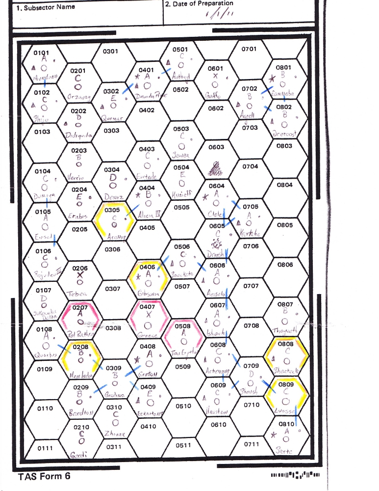 Tower of the Archmage: Starter Traveller - Subsector Map