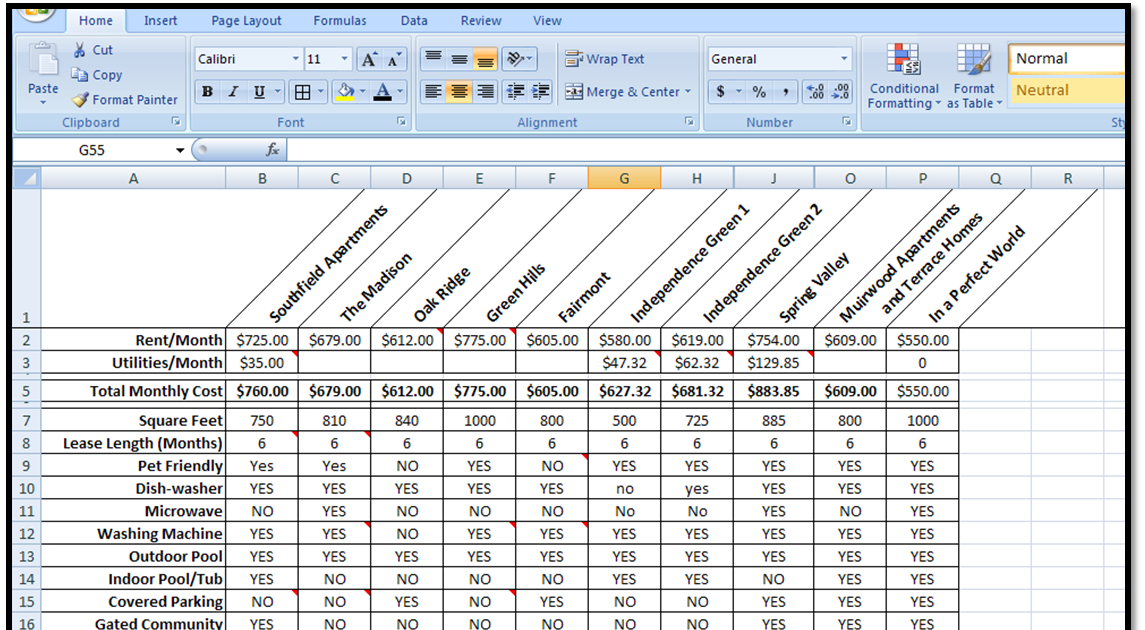 Excel Spreadsheets Help EXAMPLE Rating Comparison Spreadsheet Template