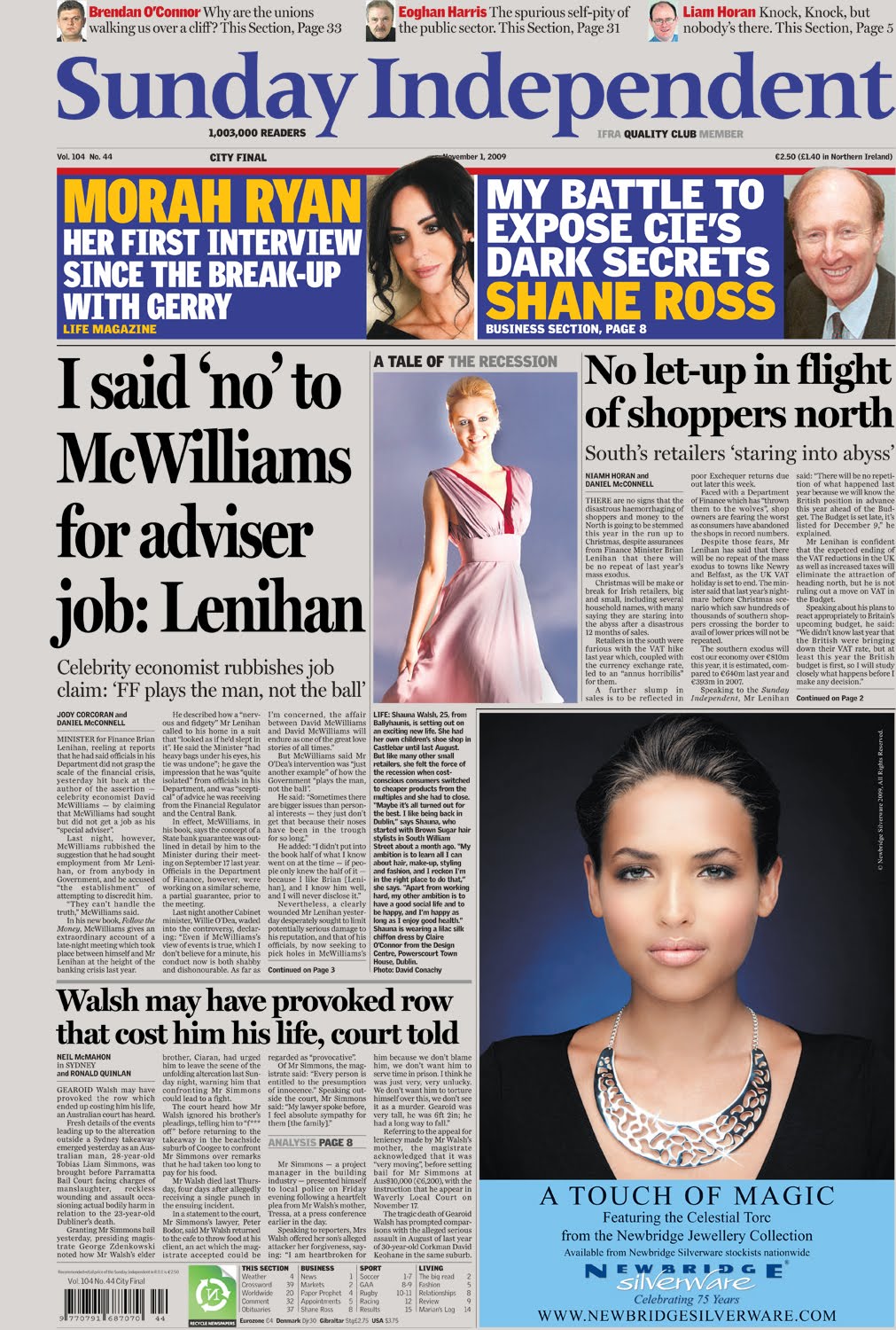 (The Couturette story) Claire O Connor: Sunday Independent front covers ...