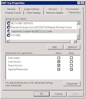 For Young Administrator: assign permission remote (RDP-Tcp)