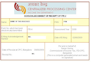 Taxpertindia: Copy of ITR Acknowledgement for e-Filing Return after ...
