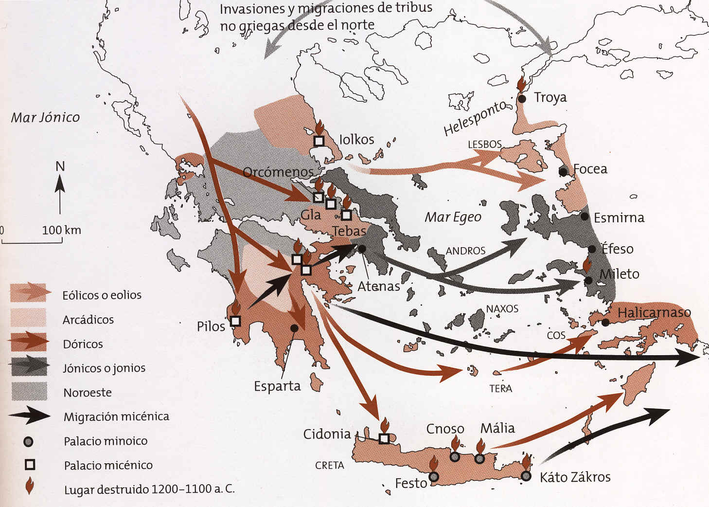 Mapa - La Colonización Doria y el Final de la Cultura Micénica
