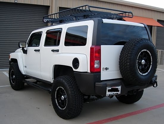 Hummers Online: White H3 with roof rack, safari bar & nice wheels