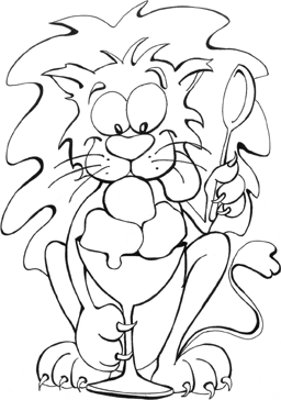 Lion Coloring Pages - Eating Ice Cream >> Disney Coloring Pages