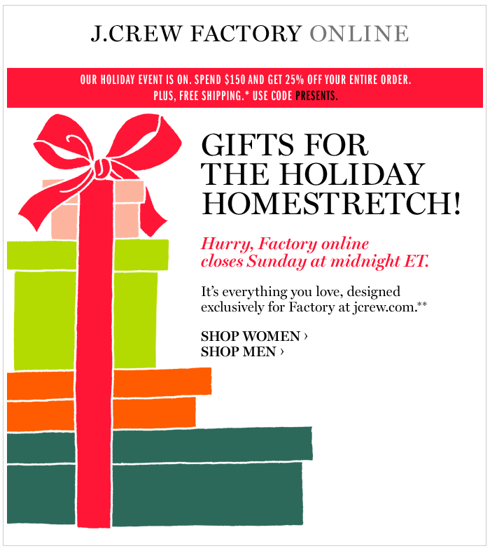 J.Crew Aficionada: J.Crew Email: FACTORY ONLINE IS OPEN: GREAT GIFTS ...