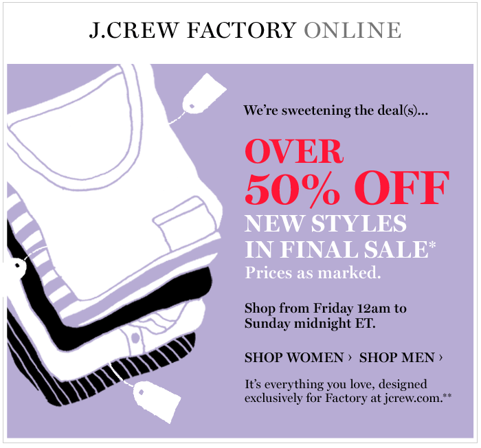 J.Crew Aficionada: FACTORY ONLINE IS OPEN: SAVE MORE THAN 50% ON NEW ...