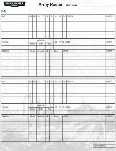 Pit of the Oni: Warhammer 40,000 Large Army Roster