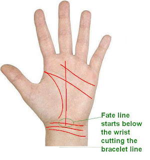 palmistry: Know your Future: Fate line cuts below the bracelet line