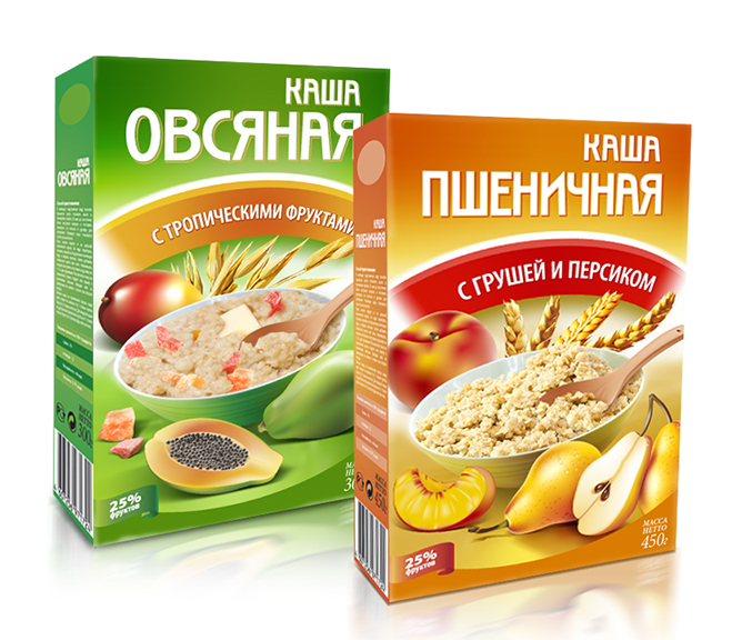 Дизайн упаковки и этикетки: Каша овсяная, пшеничная