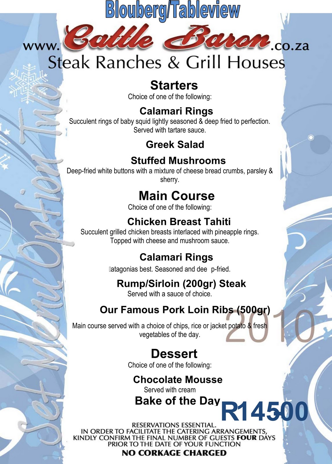 Cattle Baron Tableview Blouberg Tel. 021 557 4165