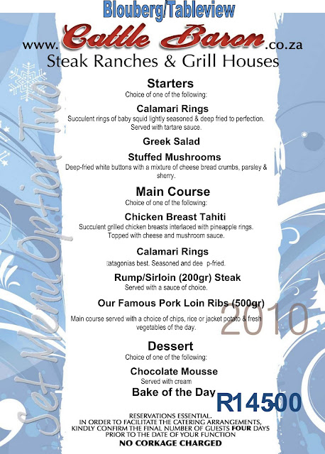 Cattle Baron Tableview Blouberg Tel. 021 557 4165