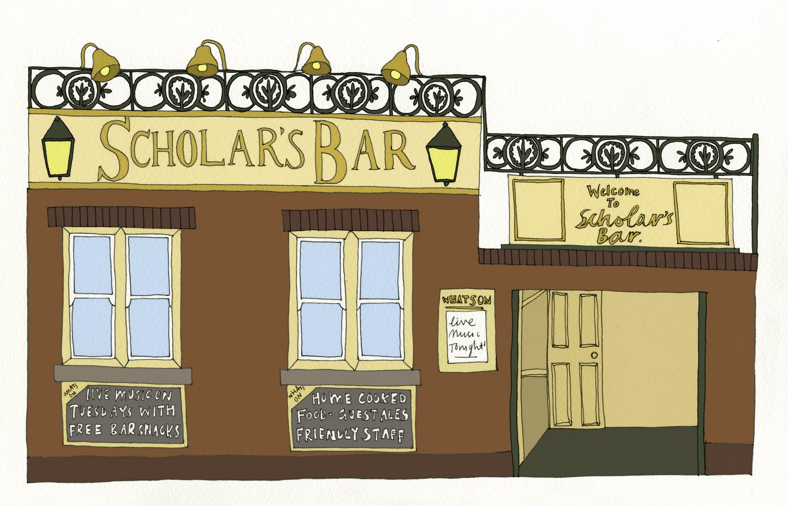 Menna Jenkins: Pub Drawings - Scarborough