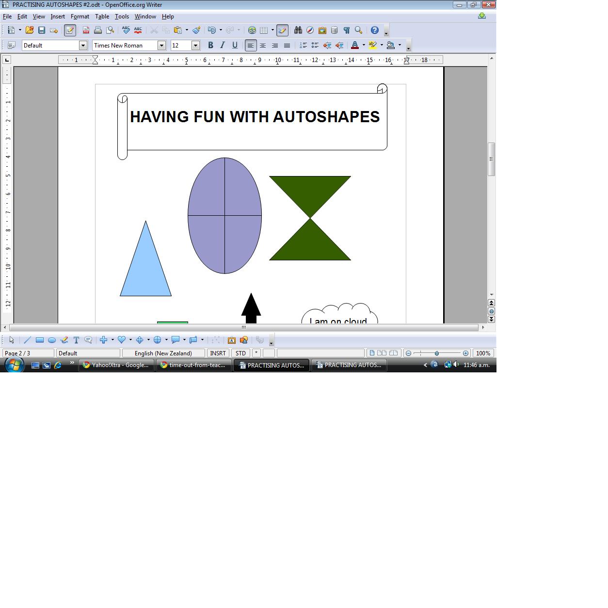 time-out-from-teaching: Practising AutoShapes in Open Office program