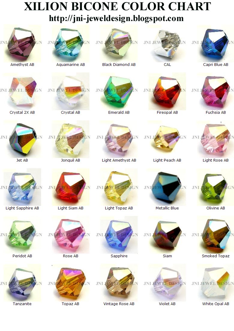 Jni Jewel Design: NEW Swarovski Xilion Bicone Colour Chart