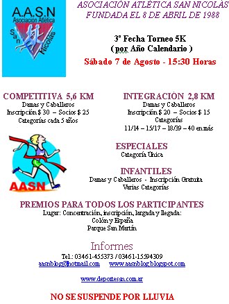AASN - Asociación Atlética San Nicolás: Próximas competencias