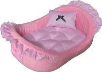 Pink Dog Bed: Clam Shell Pink Dog Bed