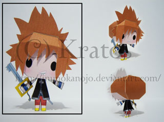 Chibi Sora Papercraft (Kingdom Hearts) ~ Paperkraft.net - Free ...