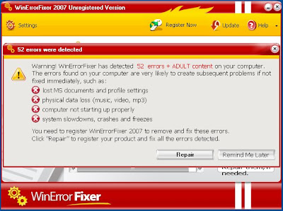 Flash's Security Blog: WinErrorFixer 2007