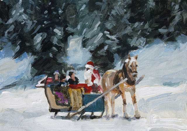 John K. Harrell Fine Art : Christmas Sleigh Ride 5 x 7 Acrylic ...