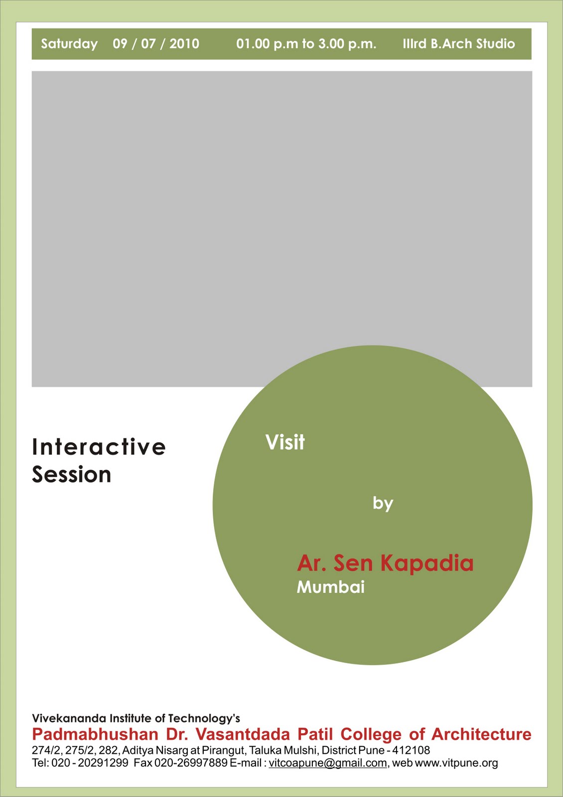 PVP College of Architecture: Visit by Ar. Sen Kapadia