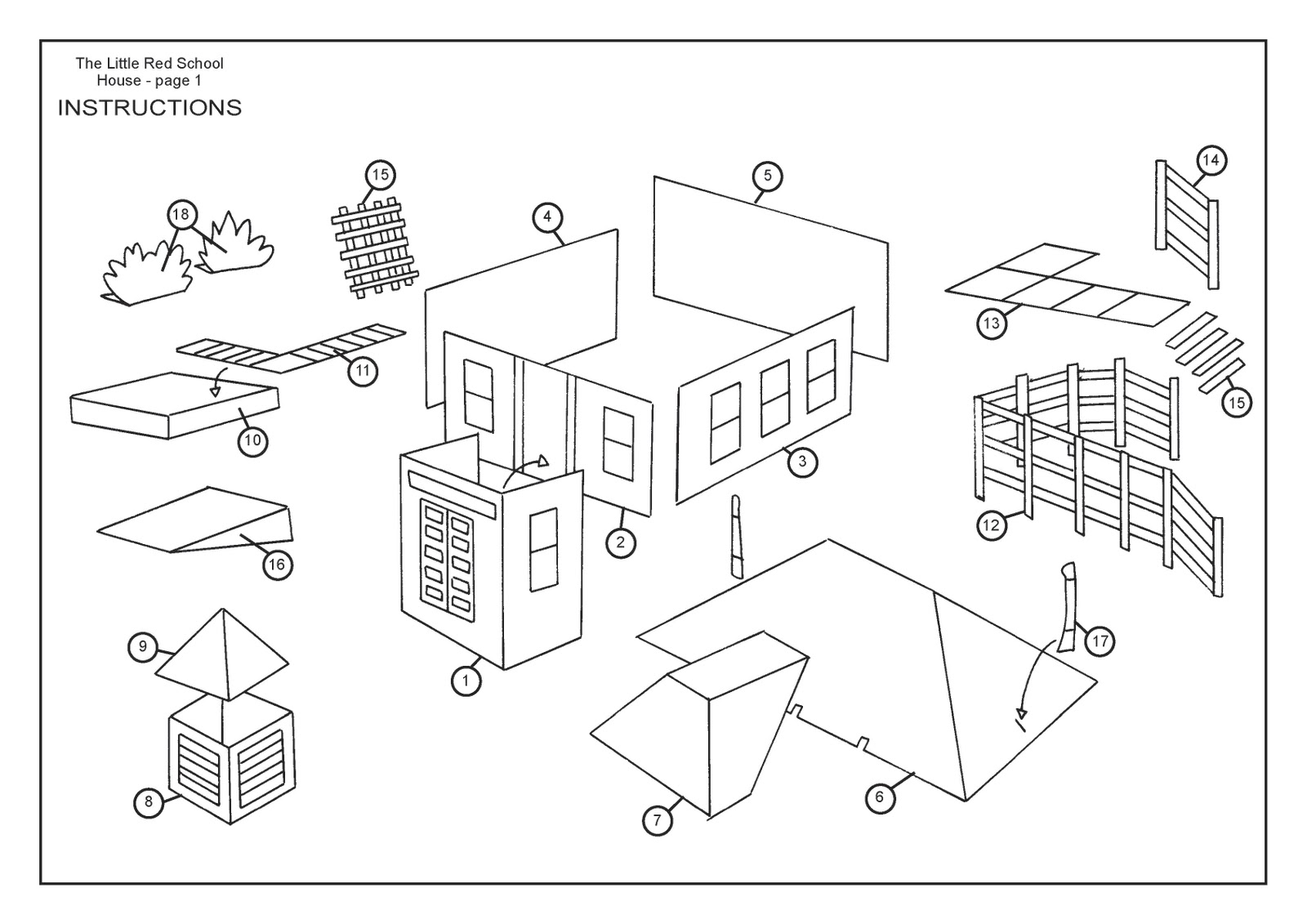 My Little House: Red Schoolhouse Paper Model
